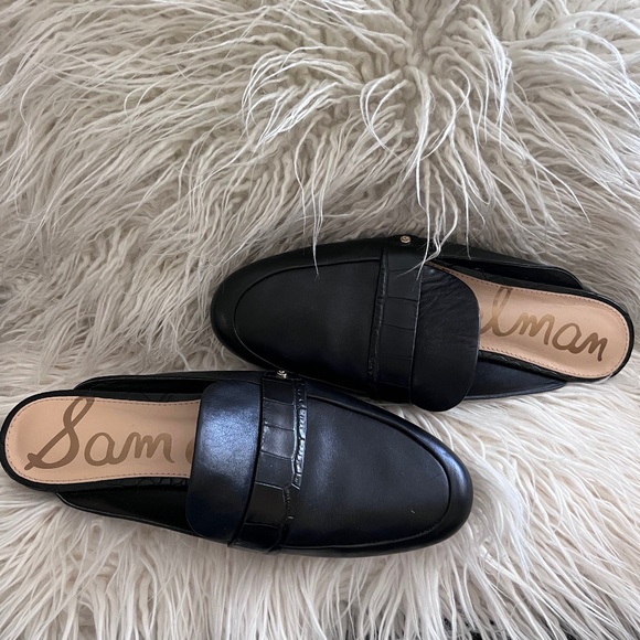 Sam Edelman | Shoes | Sam Edelman Classic Black Leather Mules With Croc ...